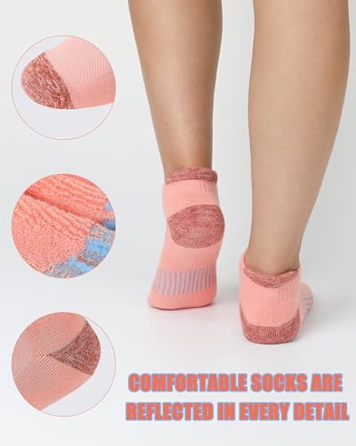 Gpooy Womens Cushioned Ankle High Running Athletic Low Cut Sports Cotton Socks 6-Pairs Multicolor 9-11