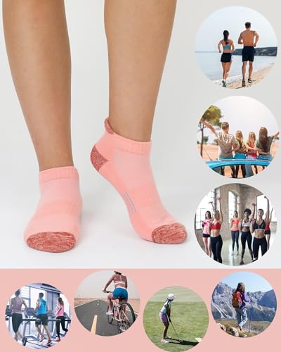 Gpooy Womens Cushioned Ankle High Running Athletic Low Cut Sports Cotton Socks 6-Pairs Multicolor 9-11