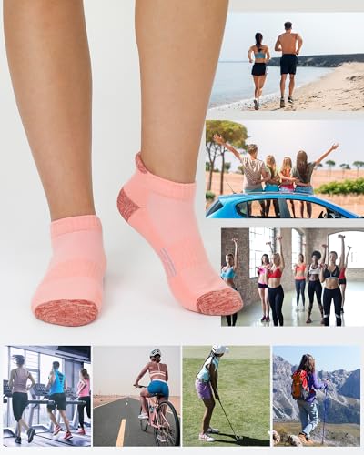 Gpooy Womens Cushioned Ankle High Running Athletic Low Cut Sports Cotton Socks 6-Pairs Multicolor 9-11