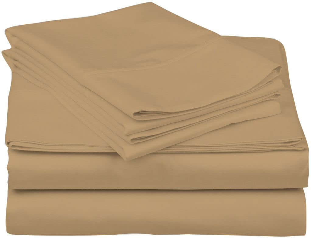 EgyptianSheets 6 Piece Bedding Sheet Set (Taupe) Full Size 8 Deep Pocket Bed Sheets 100% Egyptian Cotton, 1000 Thread Count
