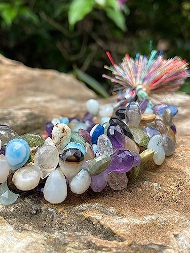 Natural Natural Multi Gemstone YGN-Drops- Faceted Beads 8×10mm 8 inch Long String Jewelry Making Gemstone Beads for Necklace Bracelet