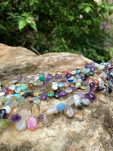 Natural Natural Multi Gemstone YGN-Drops- Faceted Beads 8×10mm 8 inch Long String Jewelry Making Gemstone Beads for Necklace Bracelet