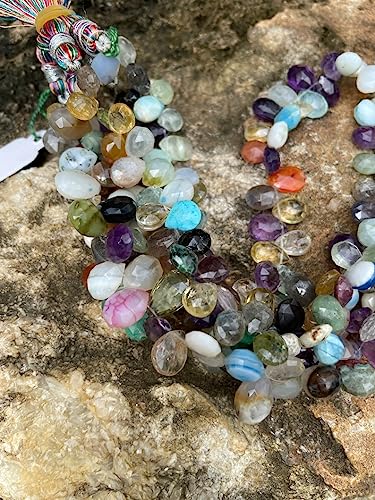 Natural Natural Multi Gemstone YGN-Drops- Faceted Beads 8×10mm 8 inch Long String Jewelry Making Gemstone Beads for Necklace Bracelet