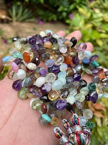 Natural Natural Multi Gemstone YGN-Drops- Faceted Beads 8×10mm 8 inch Long String Jewelry Making Gemstone Beads for Necklace Bracelet