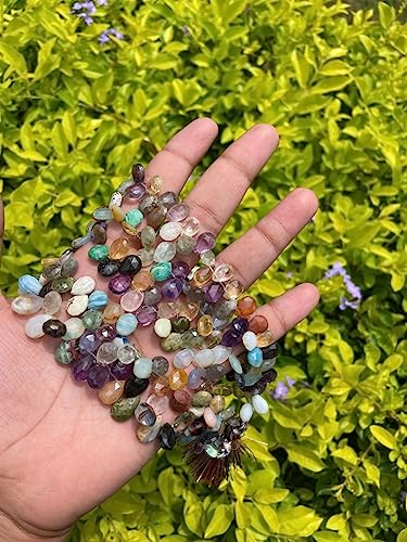 Natural Natural Multi Gemstone YGN-Drops- Faceted Beads 8×10mm 8 inch Long String Jewelry Making Gemstone Beads for Necklace Bracelet