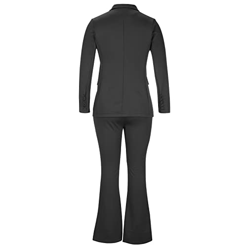 H-966 Black Spandex Blazer Sets for Women Winter Fall Work Office Blazer Elegant Straight Leg Plain Pants Blazer Outfits Sets Ladies 2023 Clothing Trendy K5 XL