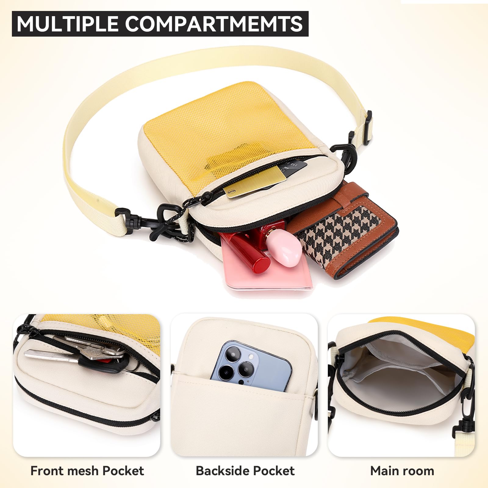 El-fmly Small Cross-body Sling Bags for Men Women, Mini Messenger Bag Shoulder Pouch for Daily Use (Navy Blue)