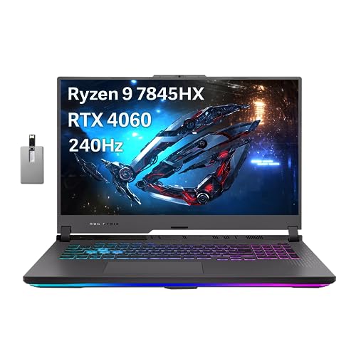 ASUS ROG Strix G17 17.3â QHD 240Hz Gaming Laptop, AMD Ryzen 9 7845HX, GeForce RTX 4060, 64GB DDR5 RAM, 2TB PCIe SSD, 4-Zone RGB Backlit Keyboard, WiFi 6E, Win 11 Pro, Gray, 32GB USB Card (Renewed)