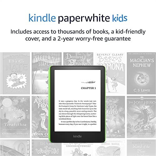 Kindle Paperwhite Kids (8 GB) β Made for reading - access thousands of books with Amazon Kids+, 2-year worry-free guarantee