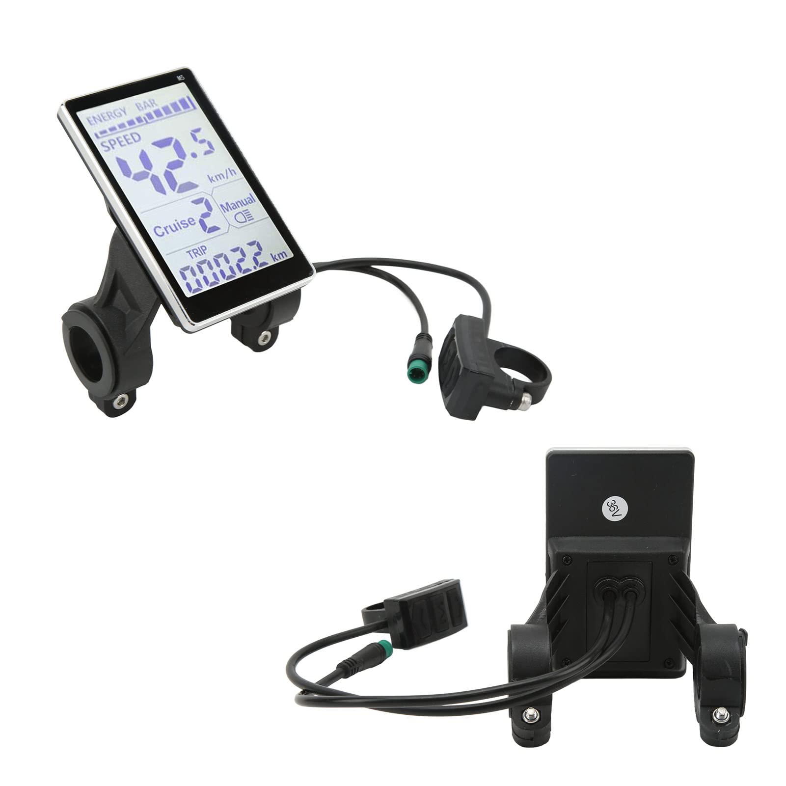 M5 Lcd Panel Screen, EBike LCD Display, Electric Bike LCD Meter 5 Pin 24V 36V 48V 60V Universal E Scooter M5 LCD Panel Screen for 31.8 22.2mm Electric Bikes