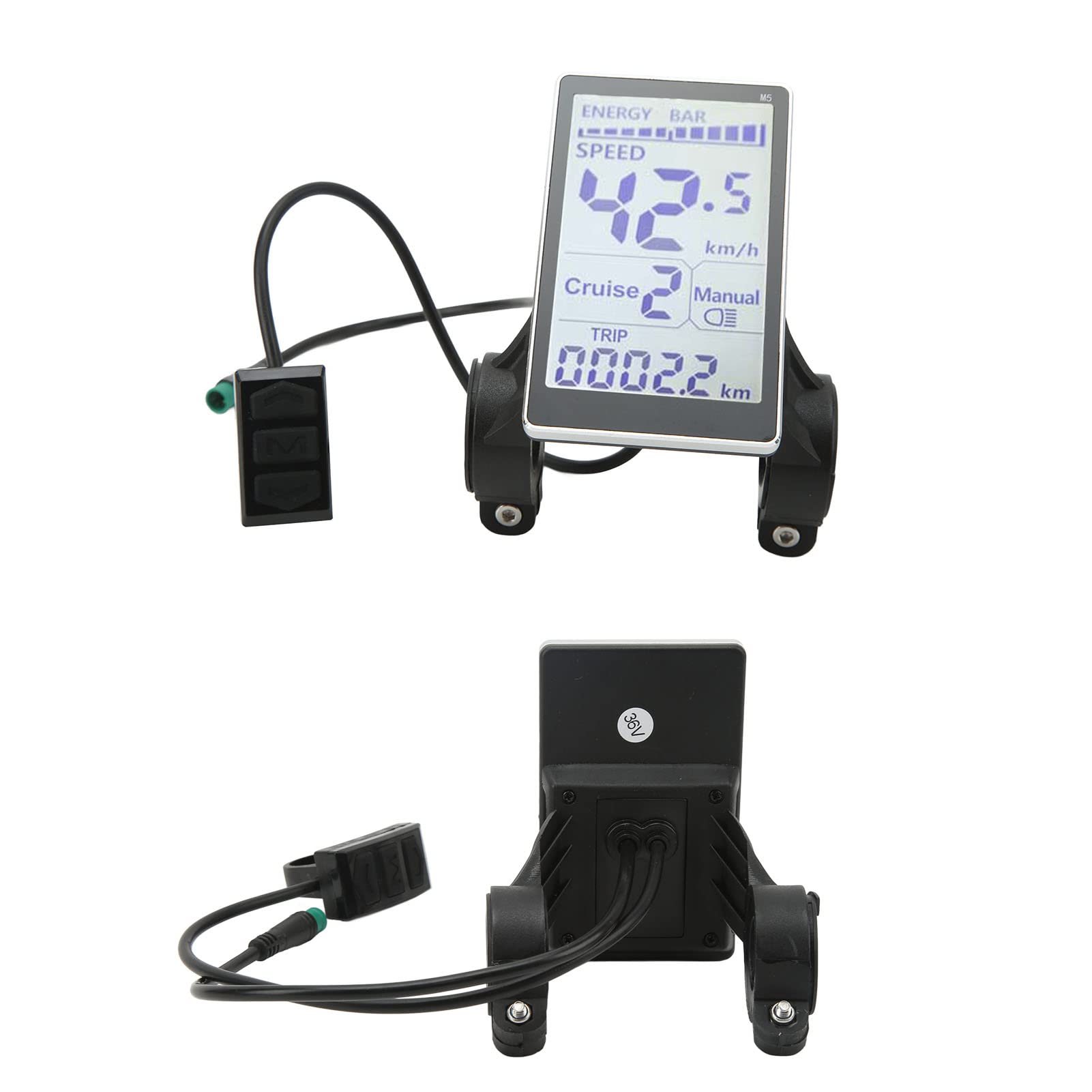 M5 Lcd Panel Screen, EBike LCD Display, Electric Bike LCD Meter 5 Pin 24V 36V 48V 60V Universal E Scooter M5 LCD Panel Screen for 31.8 22.2mm Electric Bikes