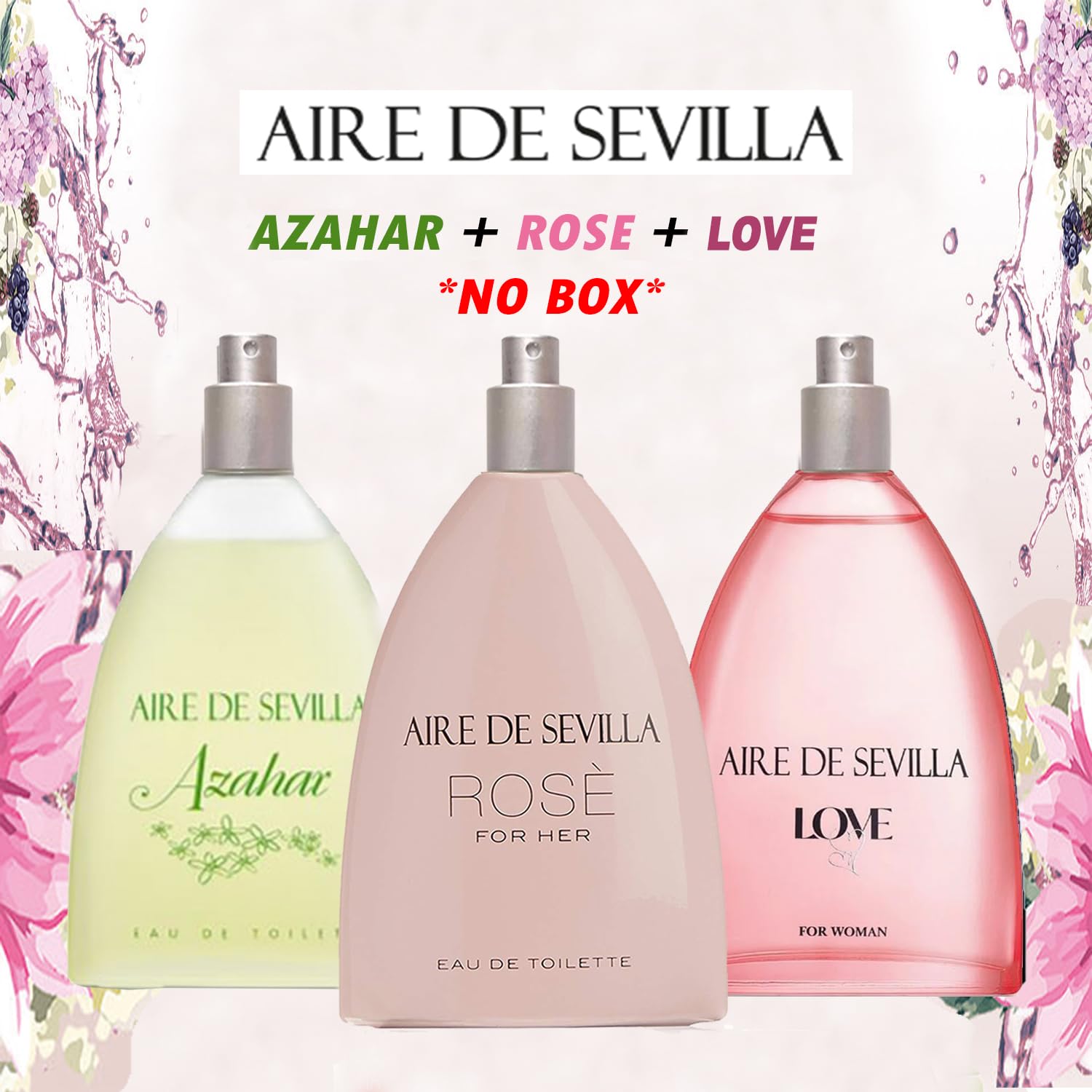 Aire de Sevilla Cologne 150 ml 1 ROSE + 1 AZAHAR + 1 LOVE โ NO BOX