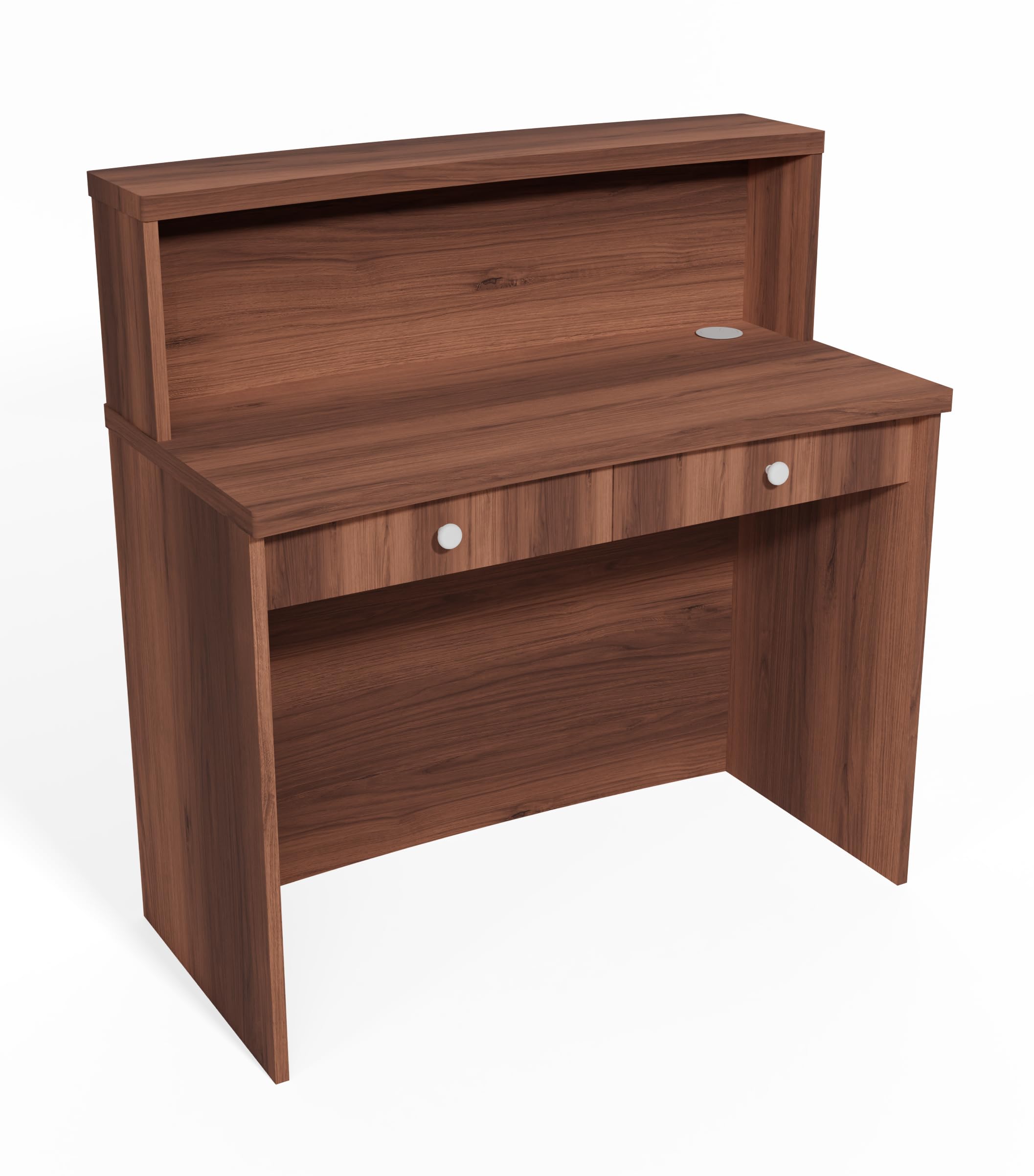 UGOS Mono Walnut Modern Reception Desk w/Transaction Counter | Laminate Desktop | Multifunctional Standing Front Desk for Home, Office, Salon, Spas, and Lobby 47 inch (120 cm)
