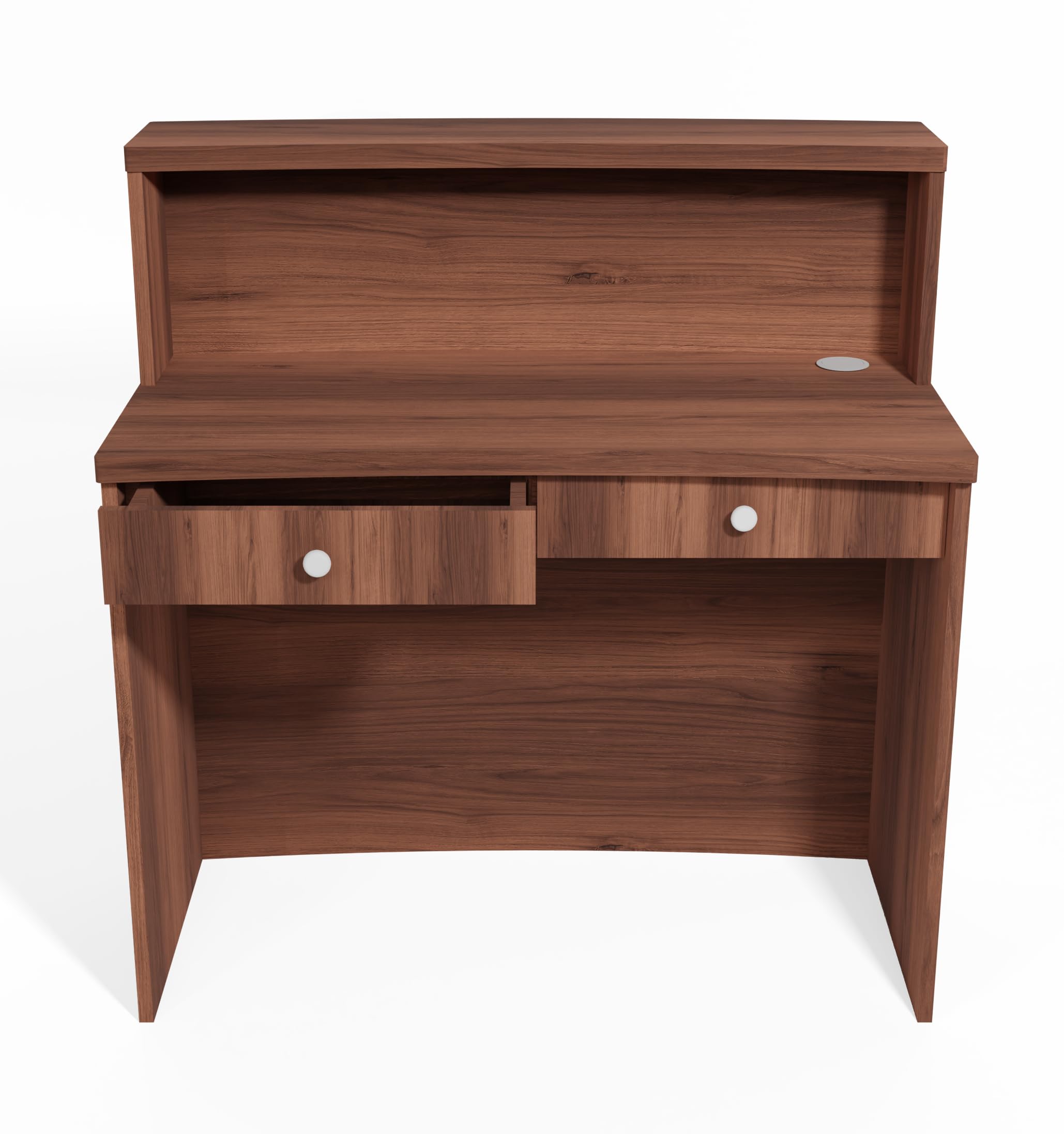 UGOS Mono Walnut Modern Reception Desk w/Transaction Counter | Laminate Desktop | Multifunctional Standing Front Desk for Home, Office, Salon, Spas, and Lobby 47 inch (120 cm)