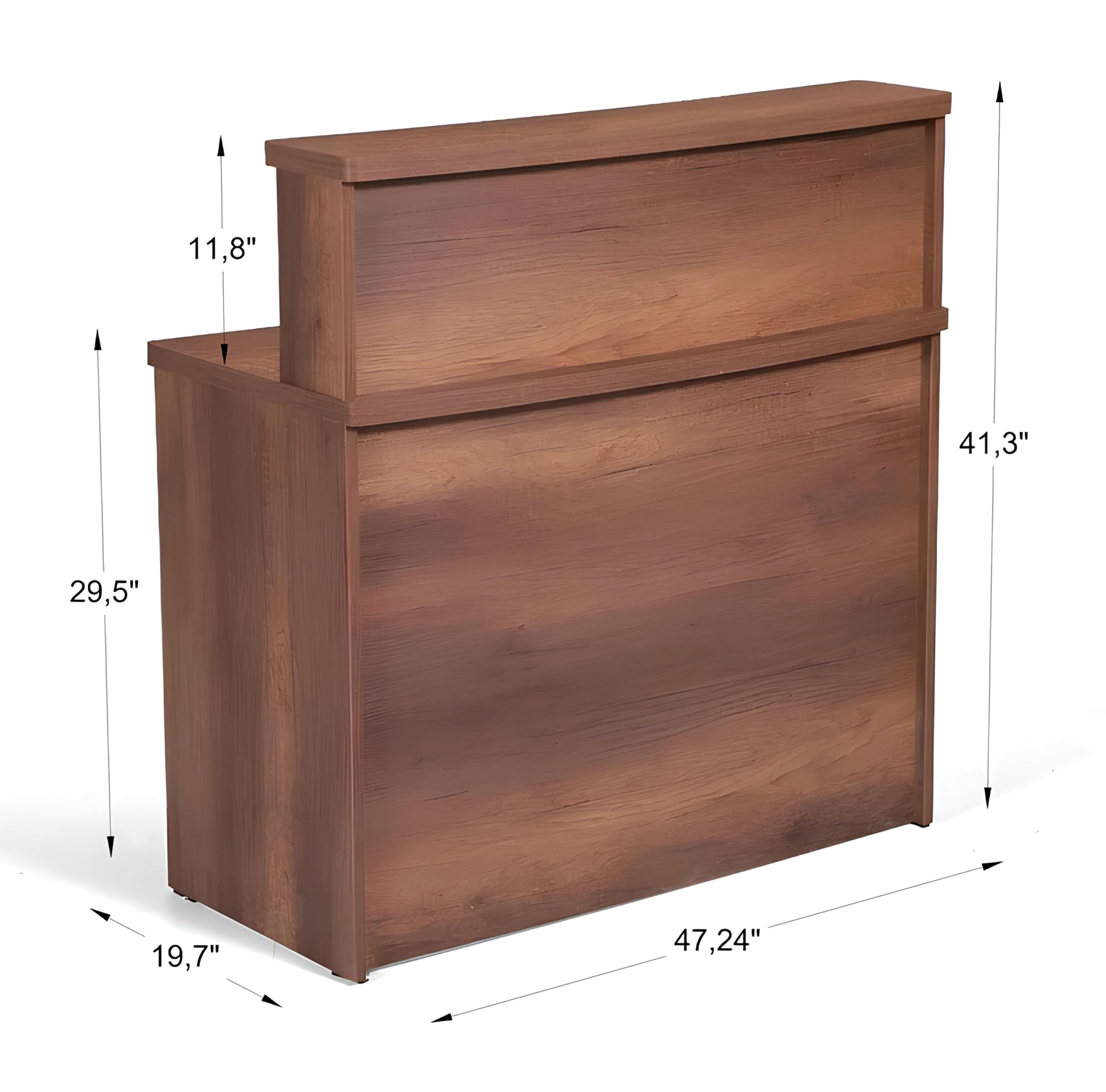 UGOS Mono Walnut Modern Reception Desk w/Transaction Counter | Laminate Desktop | Multifunctional Standing Front Desk for Home, Office, Salon, Spas, and Lobby 47 inch (120 cm)