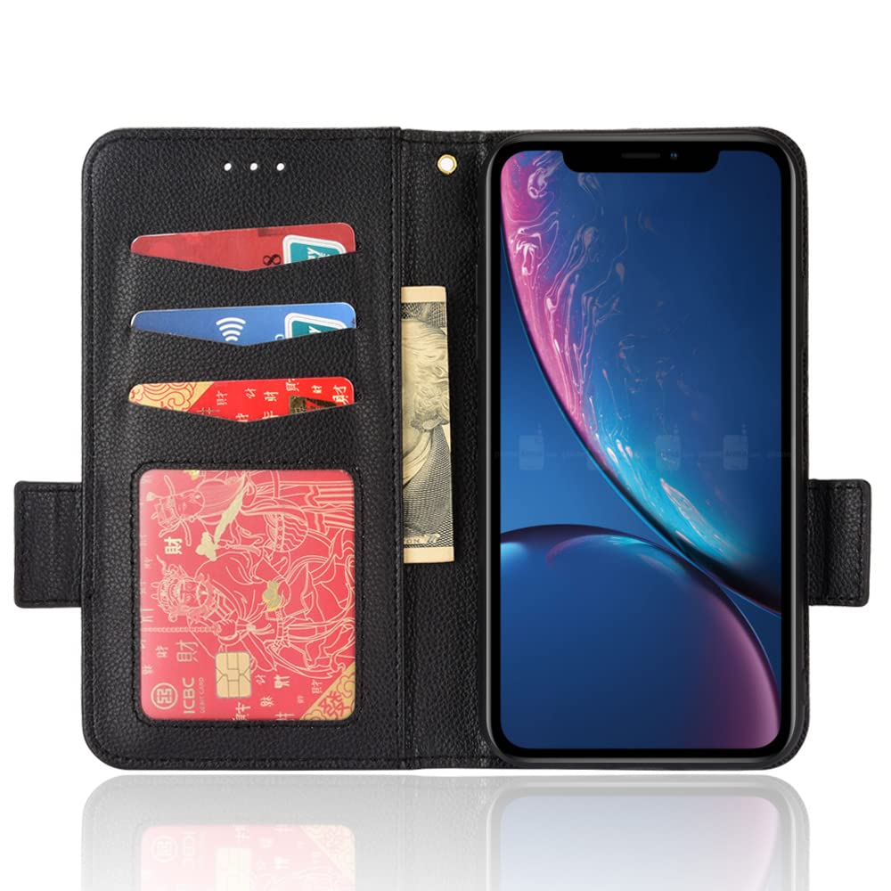 Compatible with Oppo Reno 6 Pro 5G Case,PU Leather Kickstand with Card Holders,Compatible with Oppo Reno6 Pro 5G PEPM00 CPH2249 Flip Magnetic Closure Protection Phone Wallet Cover Black