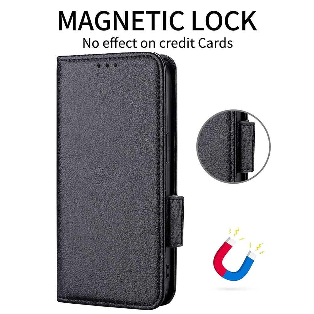 Compatible with Oppo Reno 6 Pro 5G Case,PU Leather Kickstand with Card Holders,Compatible with Oppo Reno6 Pro 5G PEPM00 CPH2249 Flip Magnetic Closure Protection Phone Wallet Cover Black