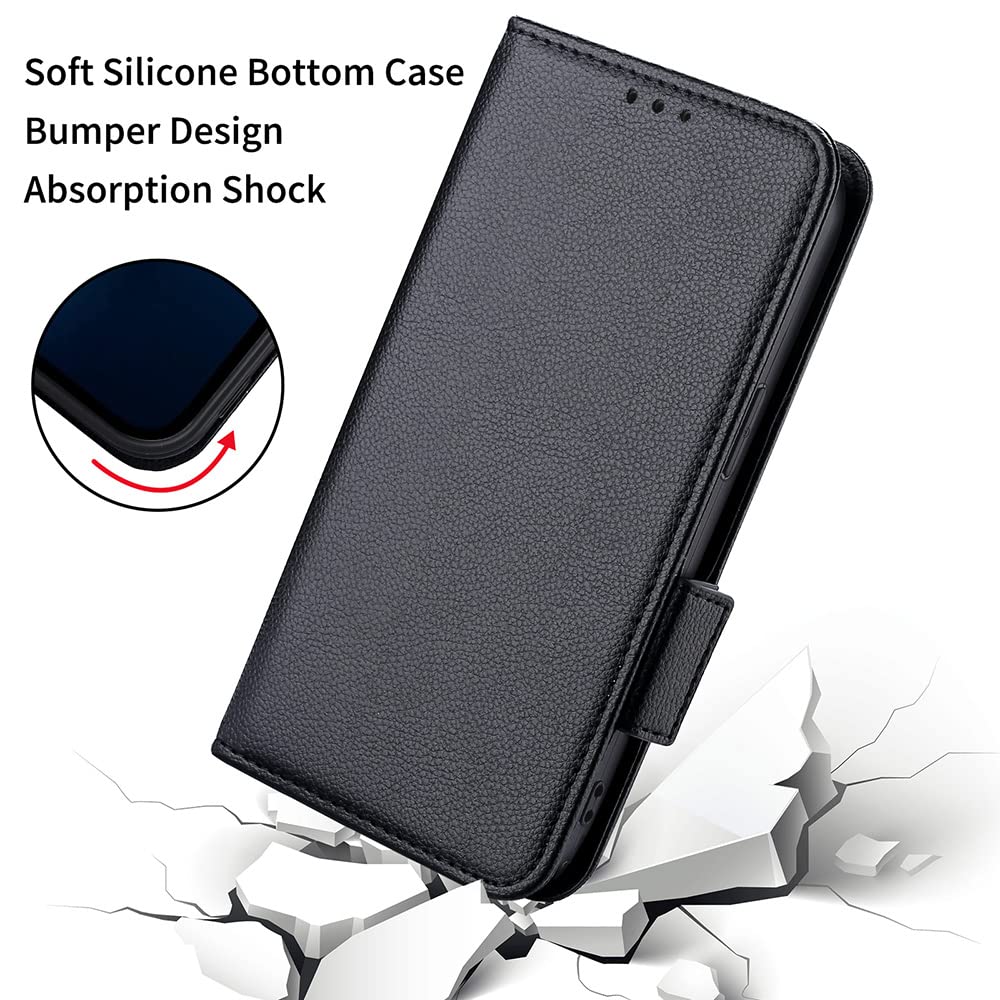 Compatible with Oppo Reno 6 Pro 5G Case,PU Leather Kickstand with Card Holders,Compatible with Oppo Reno6 Pro 5G PEPM00 CPH2249 Flip Magnetic Closure Protection Phone Wallet Cover Black