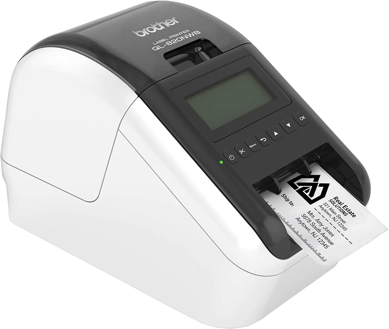 Brother QL-820NWB Professional Ultra Flexible Label Printer with WiFi, Ethernet and Bluetooth Connectivity, White - 110 Labels Per Minute, 300x600 dpi, Auto Cut, Includes 1 Roll of 400 Address Labels