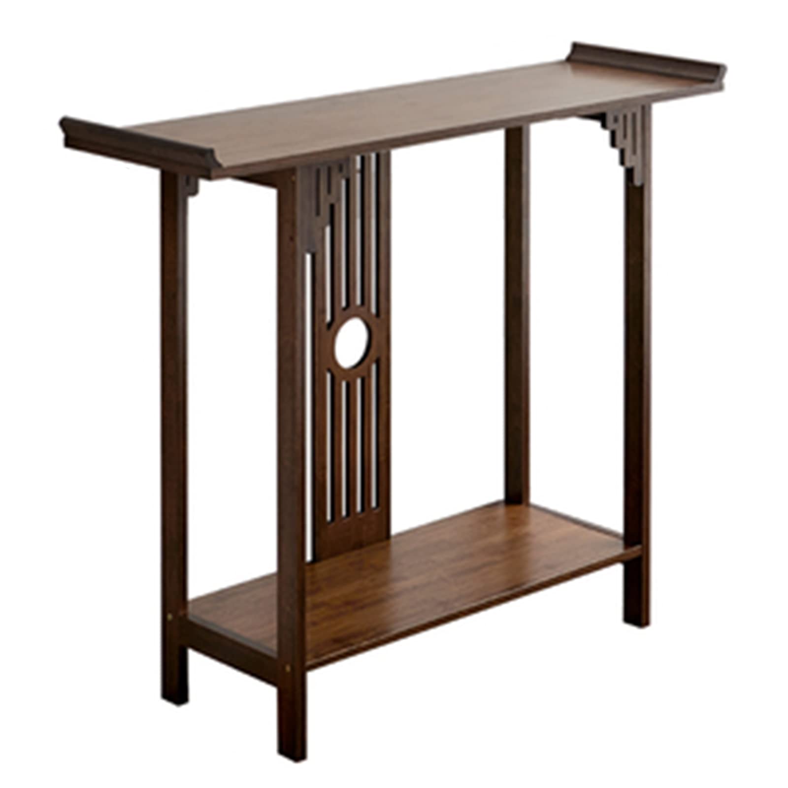 QUEWATSA 2-Tier Entryway Vintage Table, Bamboo Storage Console Table Sofa Table End Table Plant Photo Displaying Shelf Vintage Storage Shelves Living Room Long Accent End Table Sideboard (102*29*83cm)