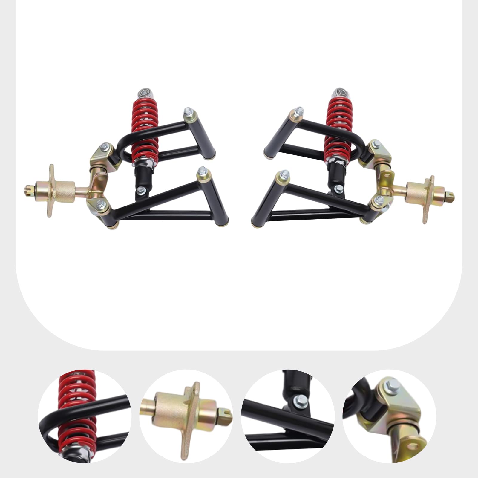RIAHNEAH Front Suspension Arm Assembly Kit Upper/Lower Suspension Swingarm Assembly Suspension Shock Arm Upper&Lower Swingarm Steering Kit for DIY ATV Quad Bike Buggy Go Kart (220mm)