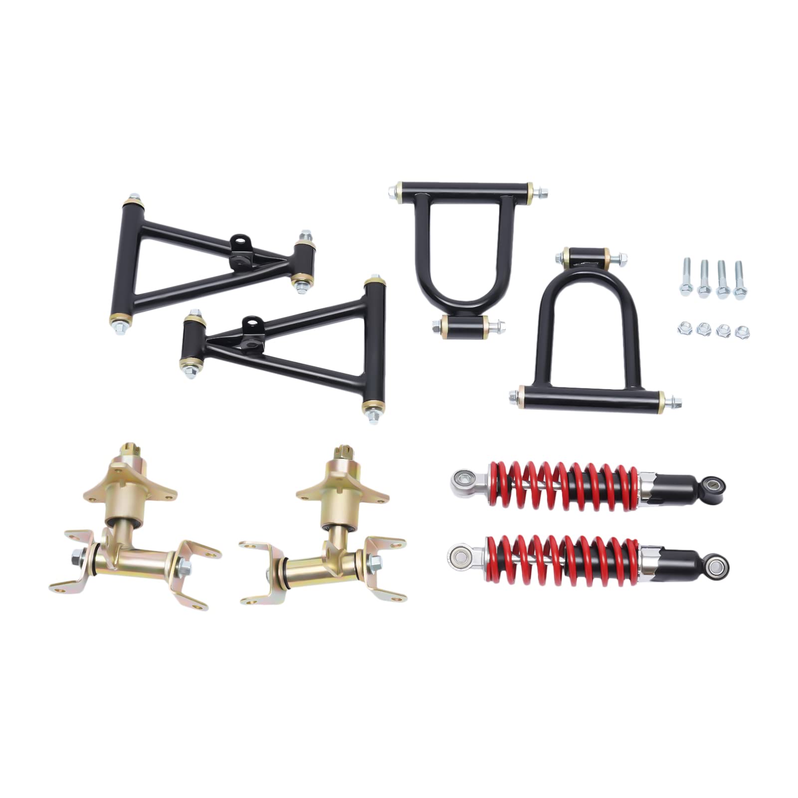 RIAHNEAH Front Suspension Arm Assembly Kit Upper/Lower Suspension Swingarm Assembly Suspension Shock Arm Upper&Lower Swingarm Steering Kit for DIY ATV Quad Bike Buggy Go Kart (220mm)