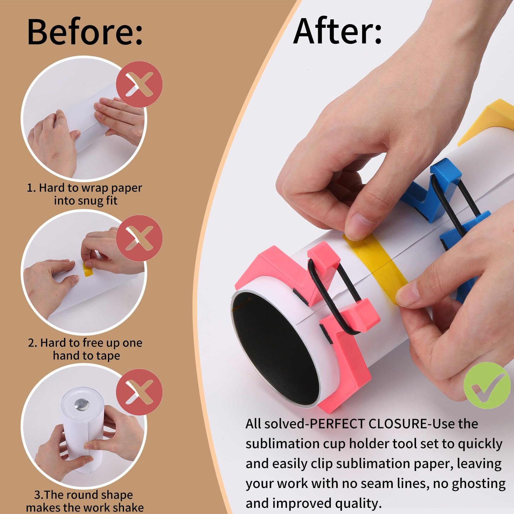 3-Size Tumbler Clamp for Sublimation,Cup Cradle for Crafting Tumblers,Sublimation Cup Holder Clamp for 20oz 30oz Cups,Mug Clamps for Sublimation,Tumbler Wrapper