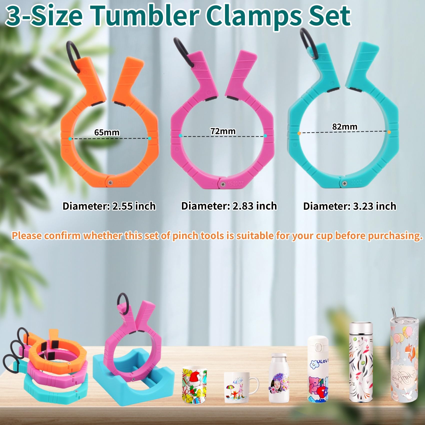 3-Size Tumbler Clamp for Sublimation,Cup Cradle for Crafting Tumblers,Sublimation Cup Holder Clamp for 20oz 30oz Cups,Mug Clamps for Sublimation,Tumbler Wrapper