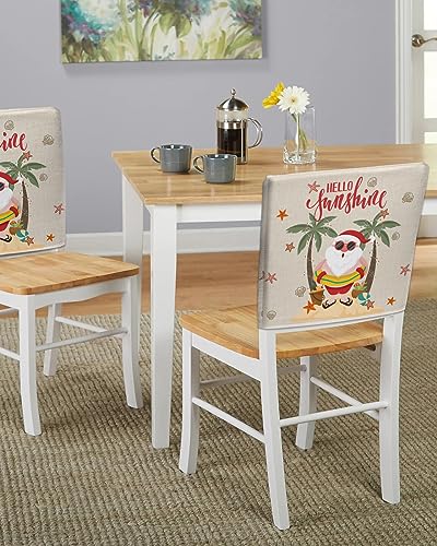 AMZRicher Christmas Chair Back Covers for Dining Chairs 4 Pack, Washable Removable Chair Slipcover Back Chair Protector for Wedding Party Baby Shower Coastal Santa Xmas Beach Starfish Shell