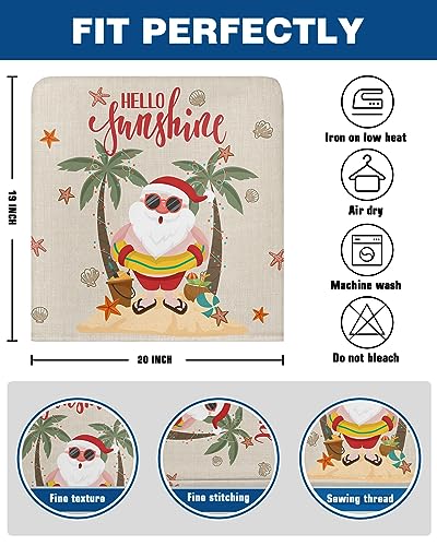 AMZRicher Christmas Chair Back Covers for Dining Chairs 4 Pack, Washable Removable Chair Slipcover Back Chair Protector for Wedding Party Baby Shower Coastal Santa Xmas Beach Starfish Shell