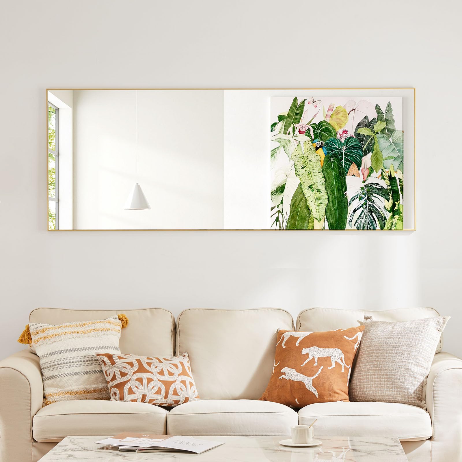 Sweetcrispy Full Length Mirror 64"x21" Full Body Floor Mirror Standing Hanging or Leaning Wall, Large Wall Mirror with Stand Aluminum Alloy Thin Frame for Bedroom Cloakroom, Gold