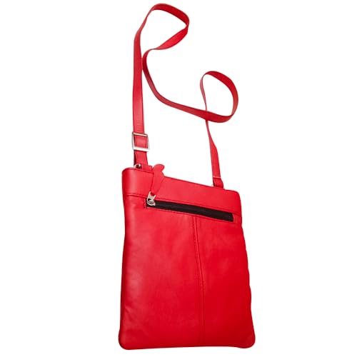 Rising Bloom Handmade Real Leather Cross Body Bag Messenger Bag Soft Shoulder Bag Organizer For Ladies Mens Unisex New (Red Leather)