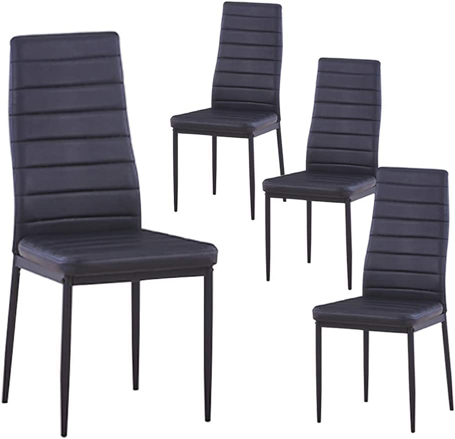 NIERN Black Dining Chairs Set of 4, Modern High Back Soft Padded Dining Room Chair Kitchen Chair for Dining Room, Kitchen (4, Black)