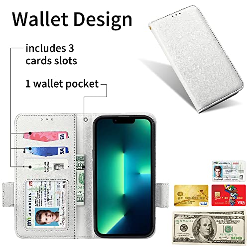 Compatible with Oppo Reno 6 Pro 5G Case,PU Leather Kickstand with Card Holders,Compatible with Oppo Reno6 Pro 5G PEPM00 CPH2249 Flip Magnetic Closure Protection Phone Wallet Cover Bai