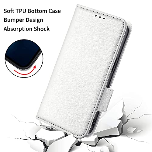 Compatible with Oppo Reno 6 Pro 5G Case,PU Leather Kickstand with Card Holders,Compatible with Oppo Reno6 Pro 5G PEPM00 CPH2249 Flip Magnetic Closure Protection Phone Wallet Cover Bai