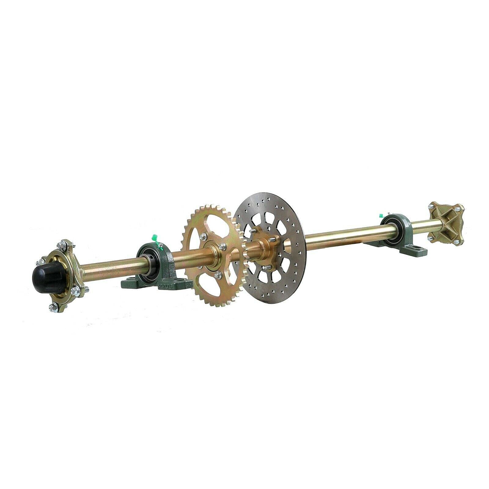 DNYSYSJ 44" ATV Quad Go Kart Rear Live Axle Kit, With Chain Sprocket Brake Disc Pillow Block Wheel Hub For Go-Karting, Golf Carts, Atvs And Four-Wheelers.