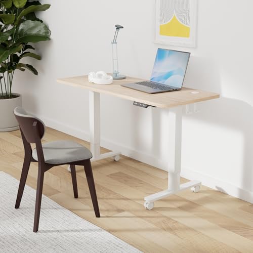 BANTI 40''x24''Height Adjustable Electric Standing Desk, Stand up Table, Sit Stand Home Office Desk with Splice Board, Maple Top
