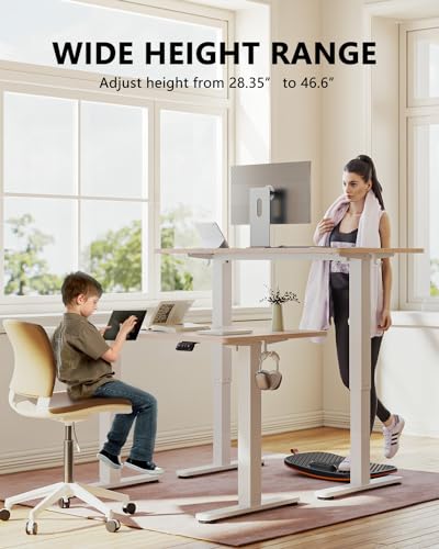 BANTI 40''x24''Height Adjustable Electric Standing Desk, Stand up Table, Sit Stand Home Office Desk with Splice Board, Maple Top