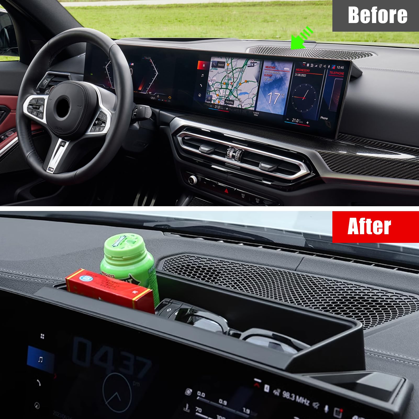 Jaronx Compatible with BMW 3 4 Series Center Console Organizer, 12.3 inch Touch Screen Dash Console Organizer for 3' G20 2023-2024/4' G22 2024,for BMW Dashboard Tray