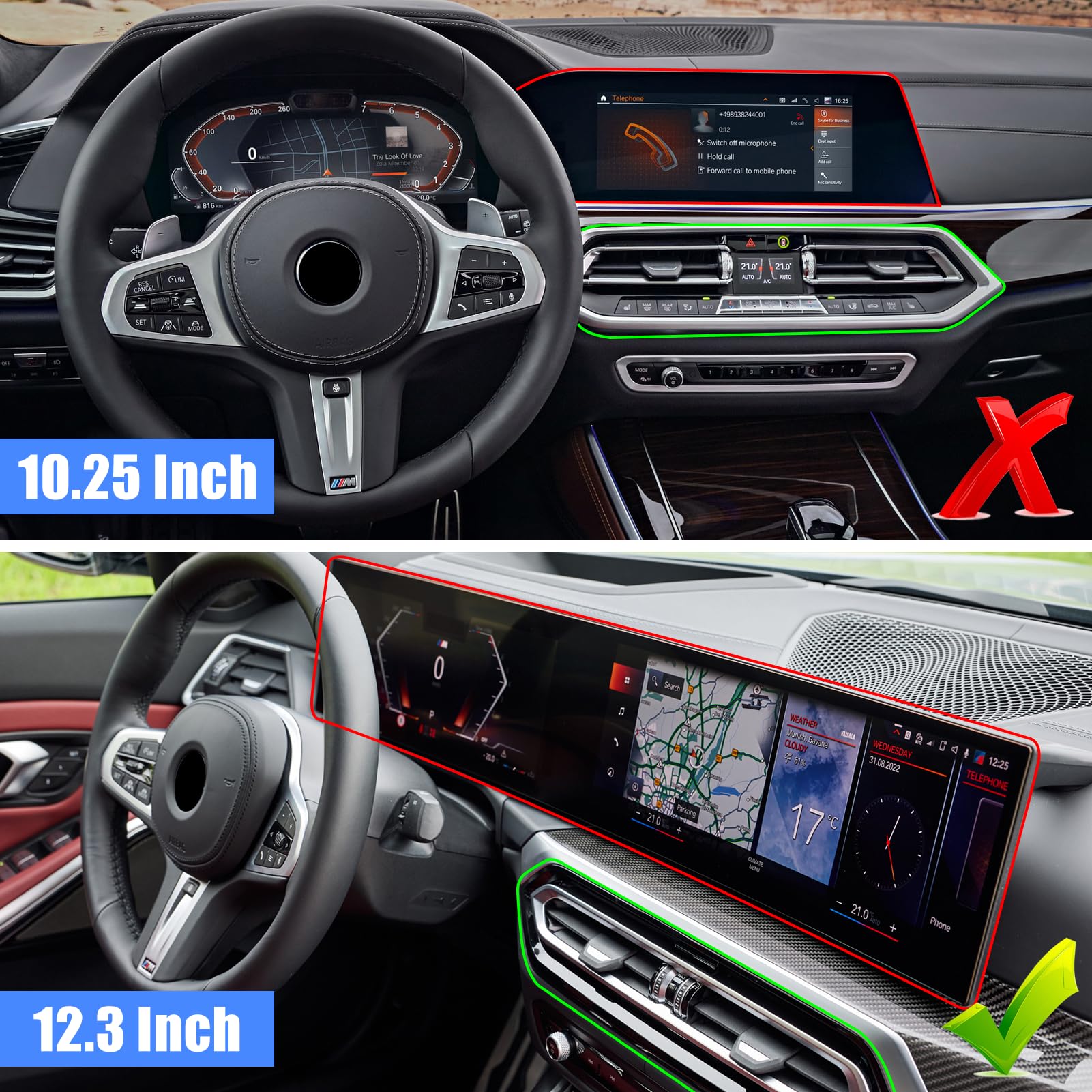 Jaronx Compatible with BMW 3 4 Series Center Console Organizer, 12.3 inch Touch Screen Dash Console Organizer for 3' G20 2023-2024/4' G22 2024,for BMW Dashboard Tray
