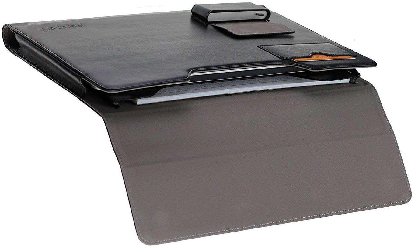 Broonel Black Leather Folio Case - Compatible with Dynabook Portégé X40L-K 14" Laptop
