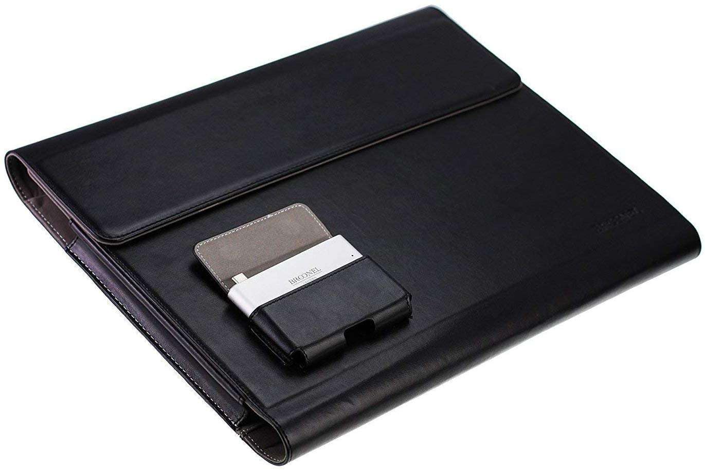 Broonel Black Leather Folio Case - Compatible with Dynabook Portégé X40L-K 14" Laptop