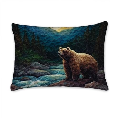 Full Size Bear Quilt - Custom Durable Bear Bed Set Twin Bear Bed Sheets Bear Comforter Set Queen for Bear Lover Men Boys Girls Lightweight Bear Bed Set Twin Bear Blanket Adult for Bedroom Bear Gifts