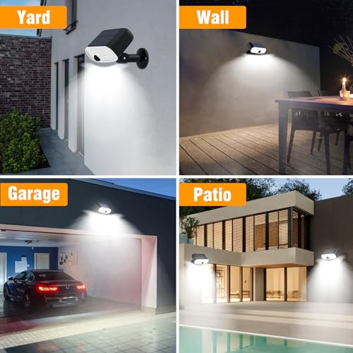Solar Lights Outdoor 2 Pack Solar Motion Sensor Security LED Lights,3 Lighting Modes IP65 Waterproof Wireless Solar Wall Lights,Bright for Patio Front Door Garage Garden Fence Yard Deck(Daylight)