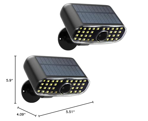 Solar Lights Outdoor 2 Pack Solar Motion Sensor Security LED Lights,3 Lighting Modes IP65 Waterproof Wireless Solar Wall Lights,Bright for Patio Front Door Garage Garden Fence Yard Deck(Daylight)