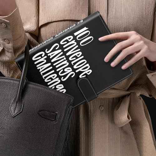 Sfocgoi 100 Envelopes Money Saving Challenge, 2025 A5 Money Saving Budget Binder, Savings Challenges Book and Digital Stickers, Easy and Fun Way to Save $5,050,Suitable for offices, homes (Black)