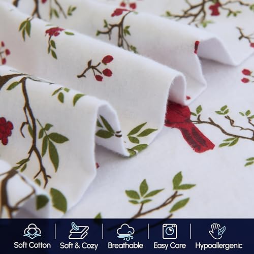 Elegant Comfort Soft 4-Piece 100% Turkish Cotton Flannel Sheet Set - Premium Quality, Deep Pocket Fitted Sheet, Ultra Soft, Cozy Warm Flannel Sheets - Twin, Cardinal