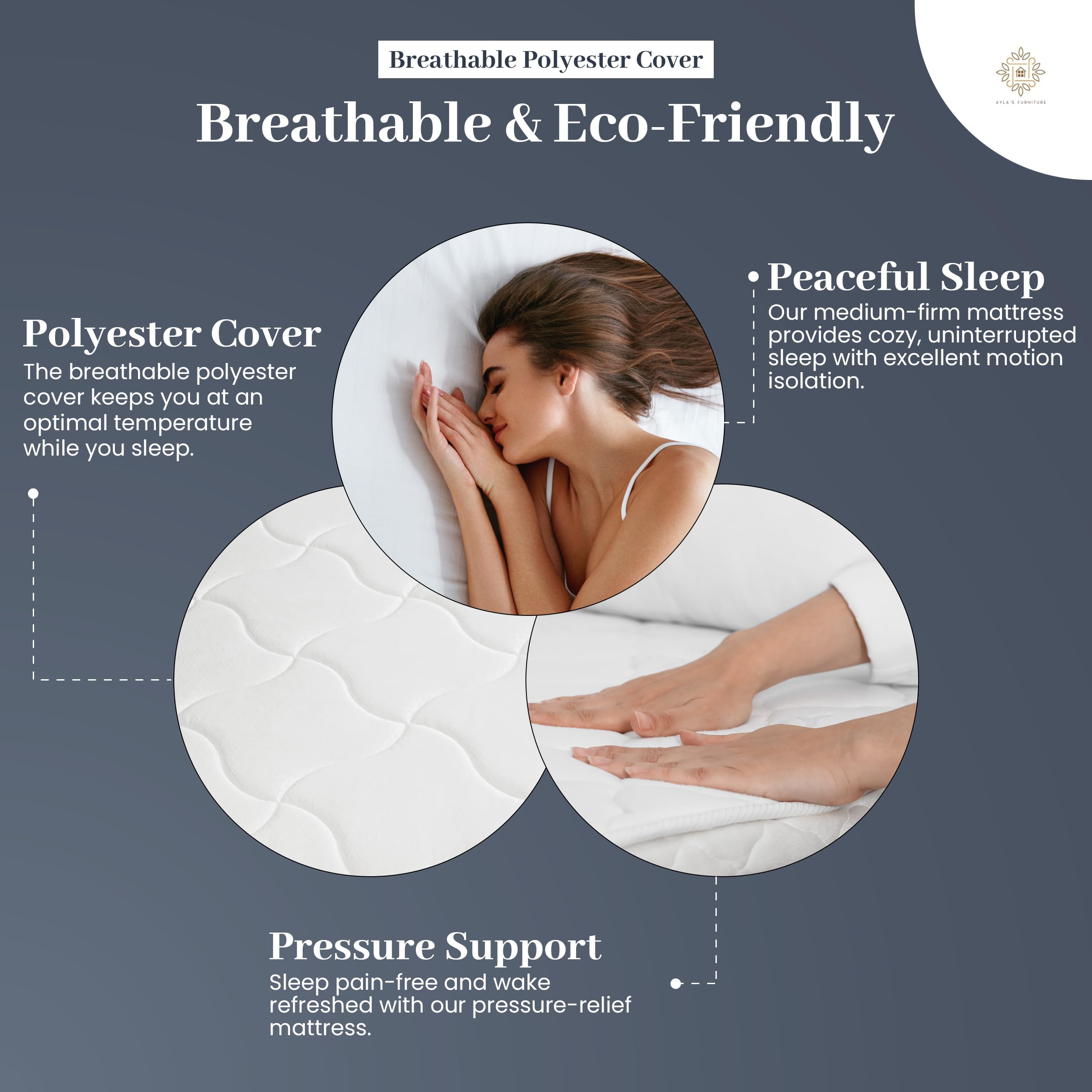 Aylas Furniture Full Size Mattress - 10 Inch Hybrid Full Mattress with High Density & Comfort Cold Foam with Continuous Coil Bonnell Springs - Eco-Friendly, Breathable Medium Firm