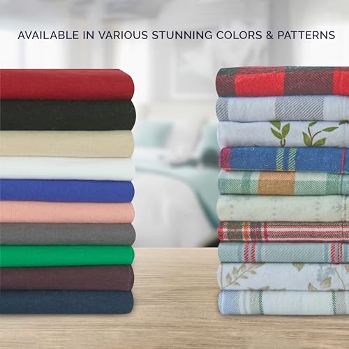 Elegant Comfort Soft 4-Piece 100% Turkish Cotton Flannel Sheet Set - Premium Quality, Deep Pocket Fitted Sheet, Ultra Soft, Cozy Warm Flannel Sheets - Twin, Cardinal