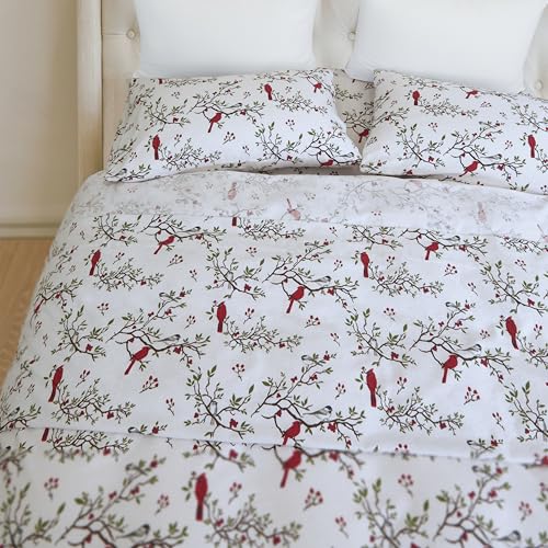 Elegant Comfort Soft 4-Piece 100% Turkish Cotton Flannel Sheet Set - Premium Quality, Deep Pocket Fitted Sheet, Ultra Soft, Cozy Warm Flannel Sheets - Twin, Cardinal